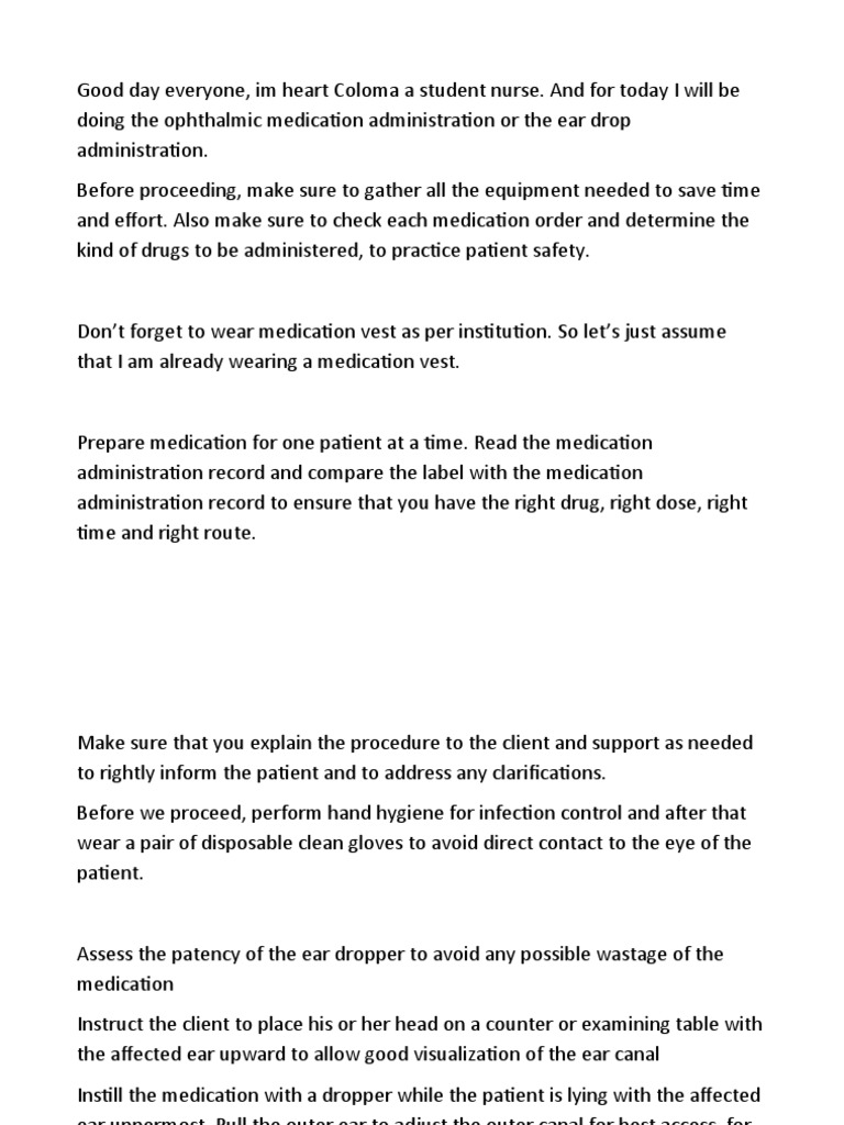 Otic Medication Administration | PDF