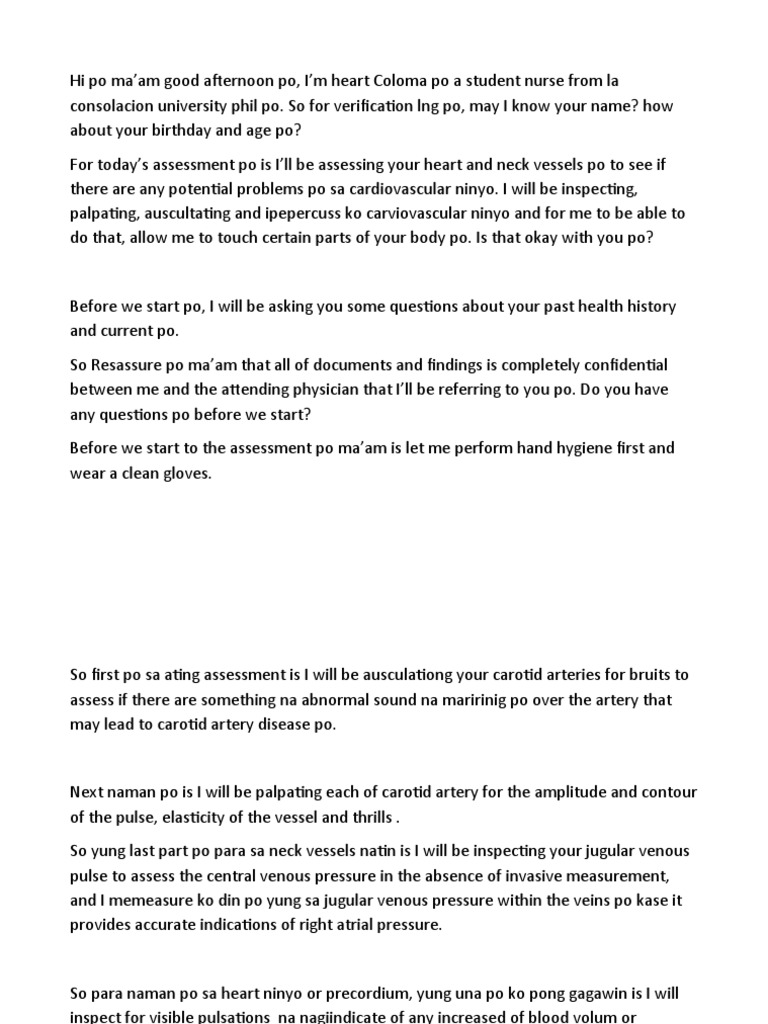 Assessment Of Heart Neck Vessels Pdf Pulse Heart