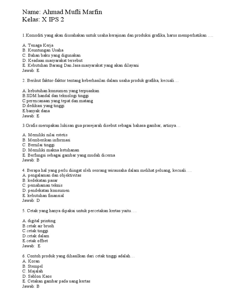 Ahmad Mufli Semester 2 Bab 2 PKWU | PDF | Seni