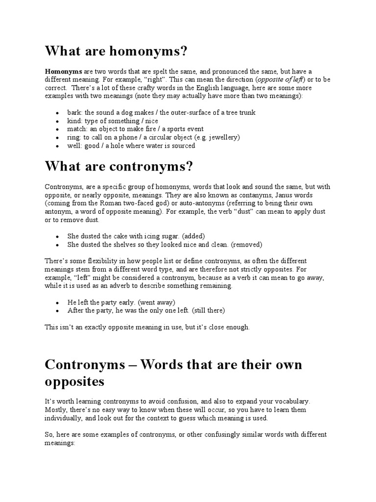 What Are Homonyms | PDF | Verb | Semantic Units
