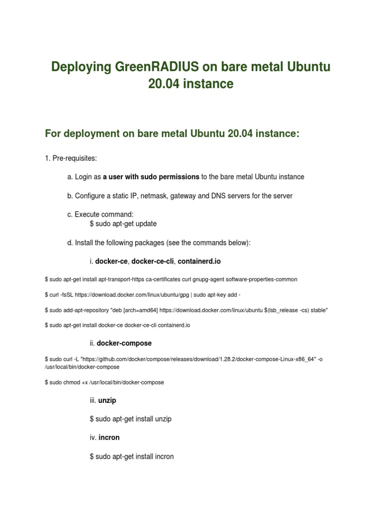 Deploying GreenRADIUS On Bare Metal Ubuntu 20.04 Instance | PDF | Sudo ... Deploying GreenRADIUS On Bare Metal Ubuntu 20.04 Instance | PDF | Sudo ...