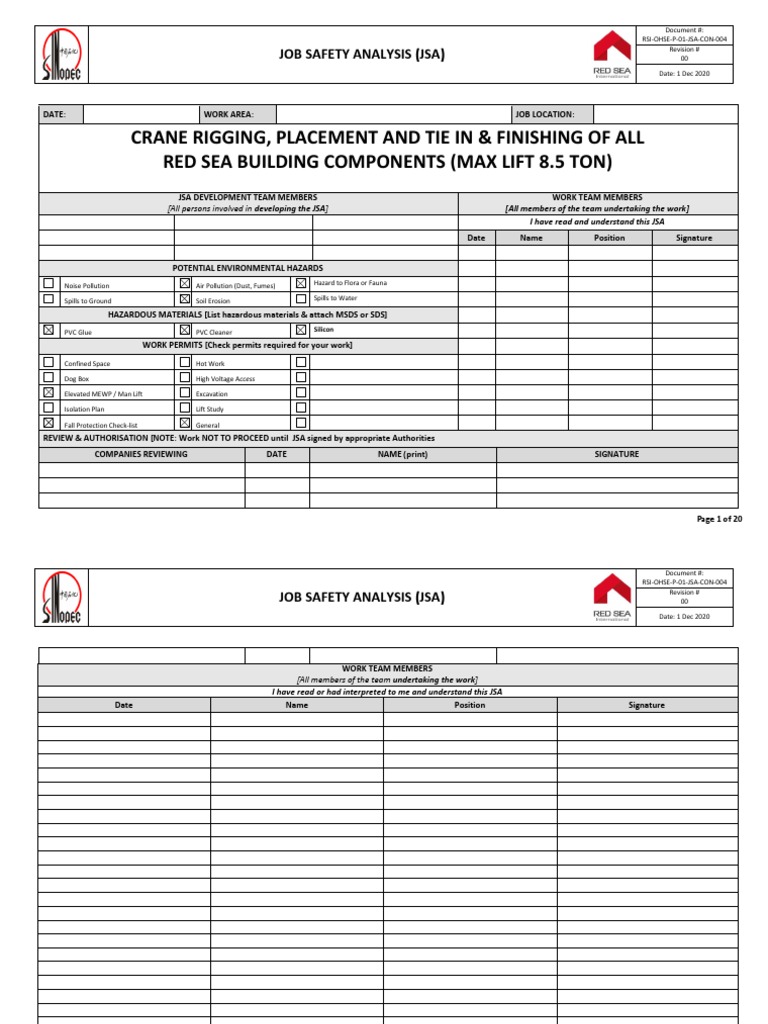 RSI-OHSE-P-01-JSA-CON-004 JSA Crane Rigging, Placement and Tie in ...