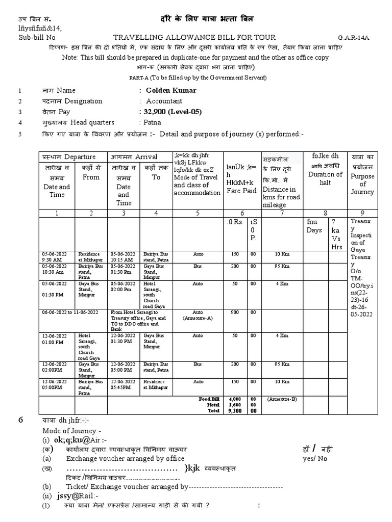 Bilingual Ta Bill Format | PDF
