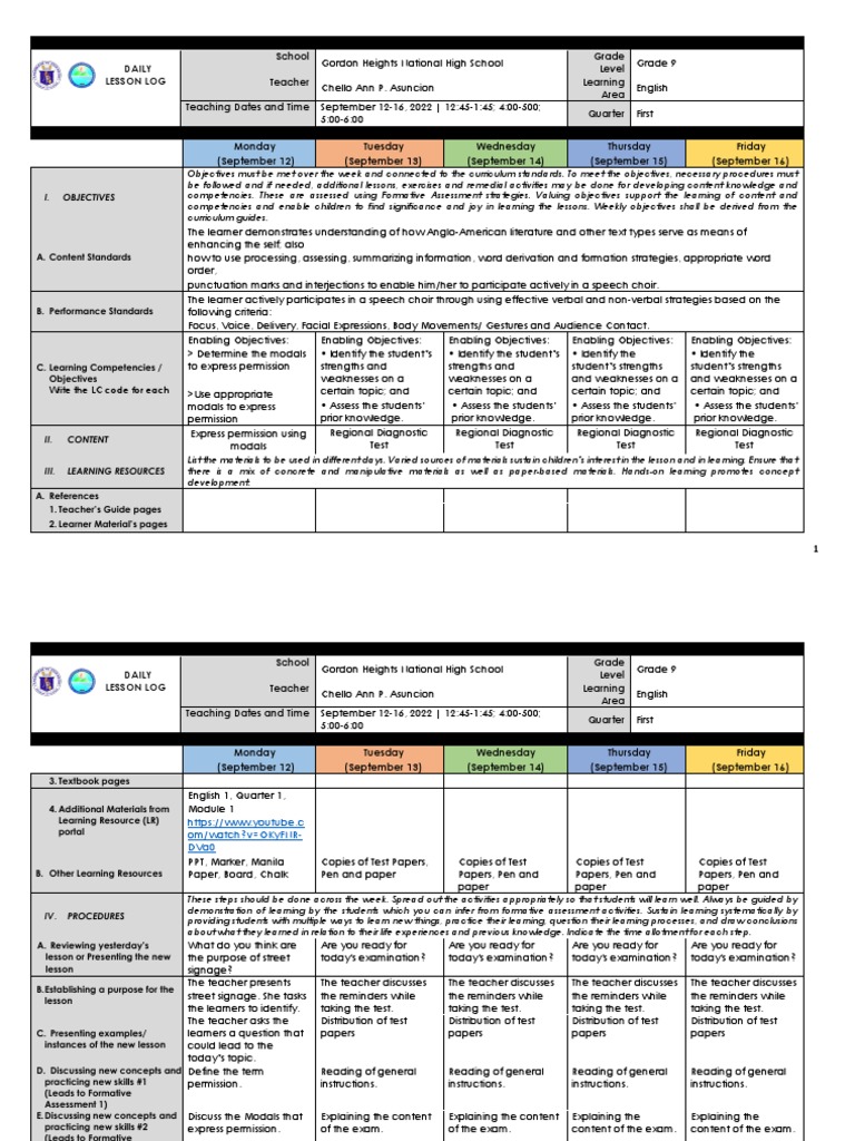 Objectives: A. Content Standards | PDF | Educational Assessment | Cognition