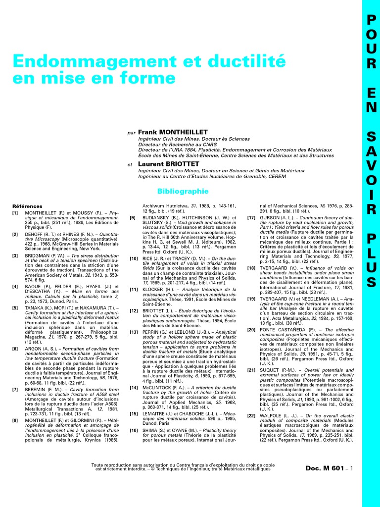 Endommagement Et Ductilité | PDF | Métaux | Chimie