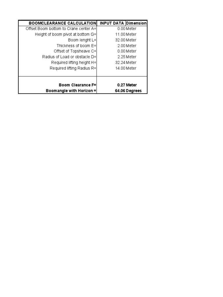 Crane Boom Length and Angle Calculation | PDF