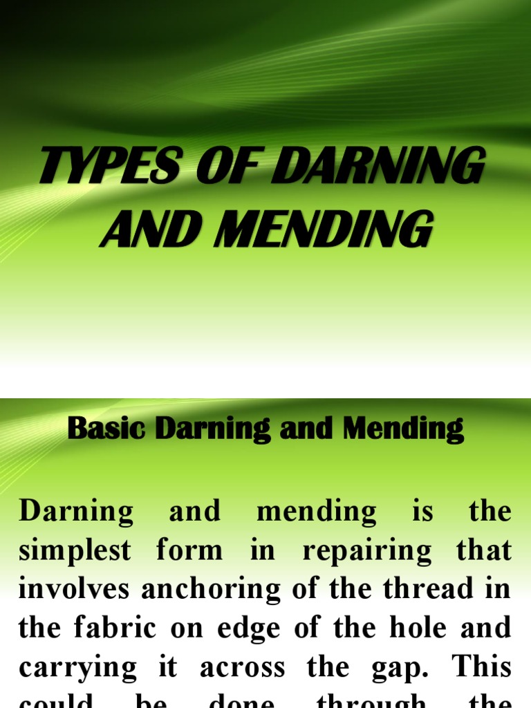 Types of Darning and Mending | PDF | Textiles | Clothing
