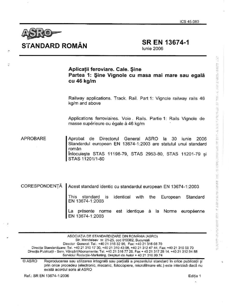 SR en 13674 1 2006 Aplicatii Feroviare | PDF