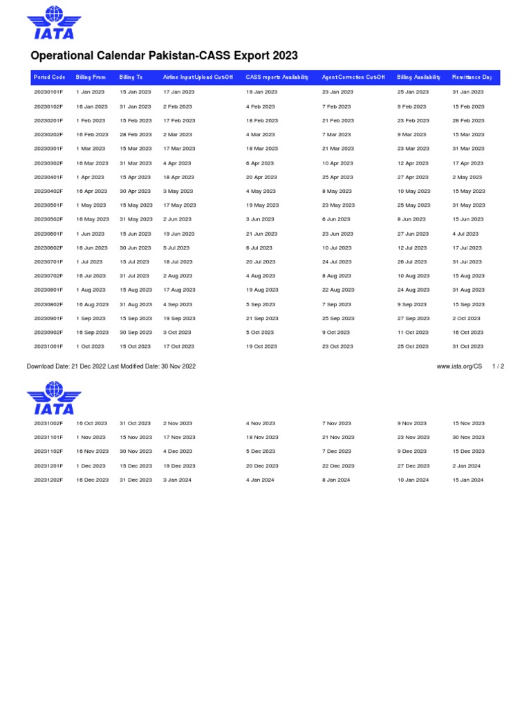 Cass Calendar 2023 | PDF