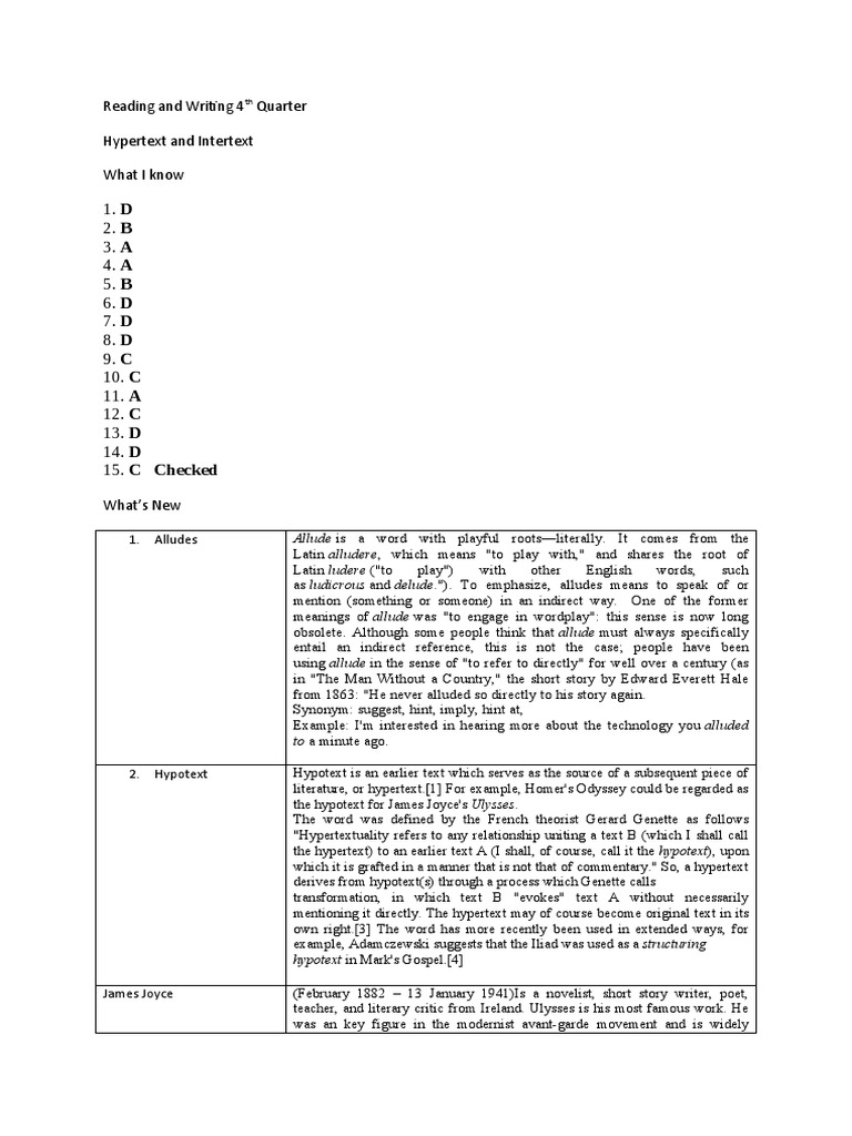 Reading and Writing 4th Quarter | PDF | Odyssey | Homer