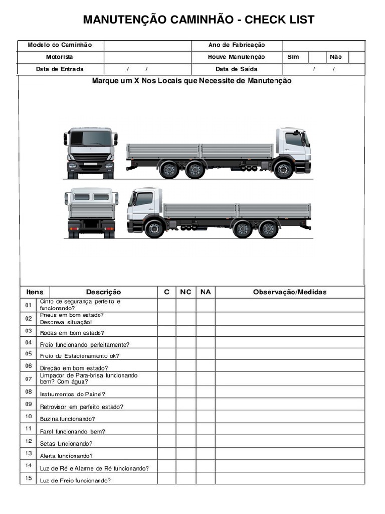 Check List de Manutenção de Caminhão | PDF