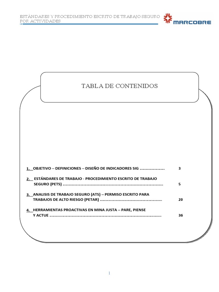 Manual - Estandares y Procedimiento Escrito de Trabajo Seguro Por ... Manual - Estandares y Procedimiento Escrito de Trabajo Seguro Por ...