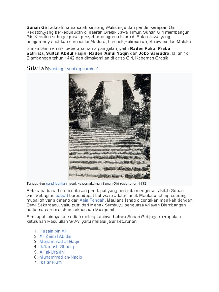 Sunan Giri: Wali Sanga dan Penyebar Islam | PDF | Agama & Spiritualitas | Sejarah