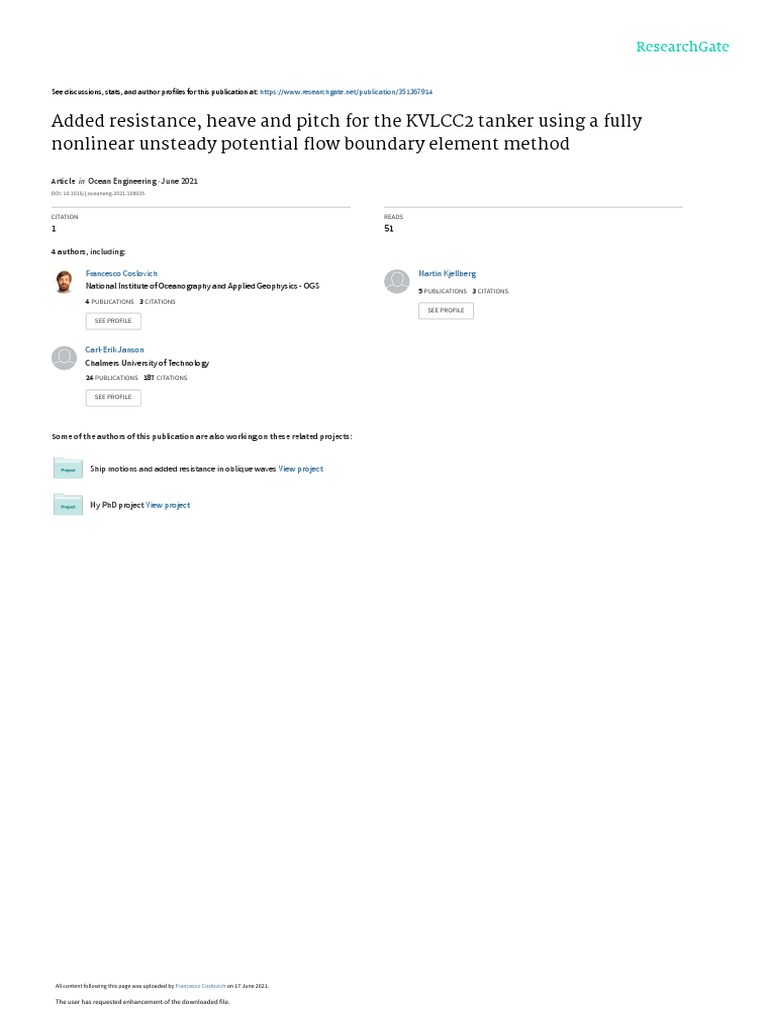 Added Resistance, Heave and Pitch For The KVLCC2 Tanker Using A Fully ...