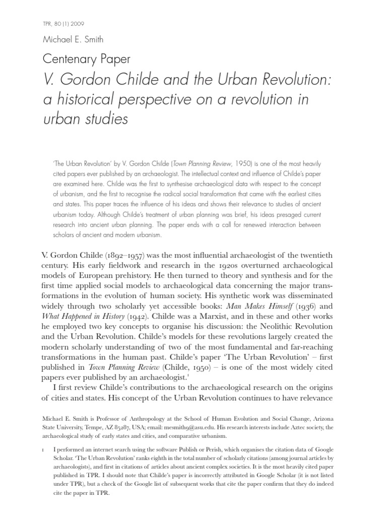 V. Gordon Childe and The Urban Revolution: A Historical Perspective On ...