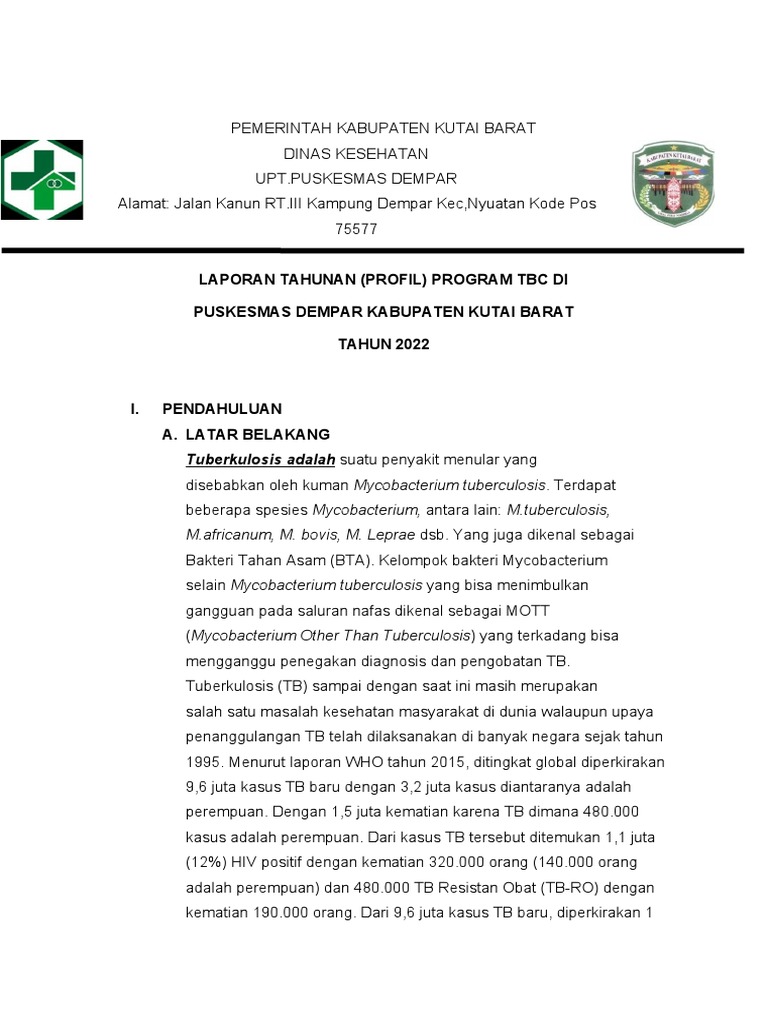 Laporan Tahunan (Profil) Program TBC Di Puskesmas Dempar Kabupaten ...