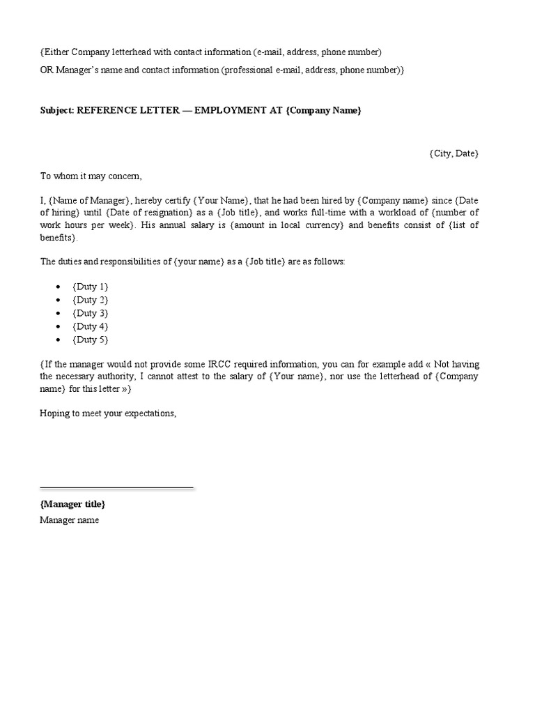Employment Reference Letter Sample | PDF