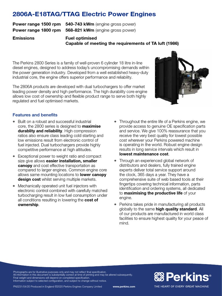 2806a-E18tag2 Spec | Download Free PDF | Engines | Diesel Engine