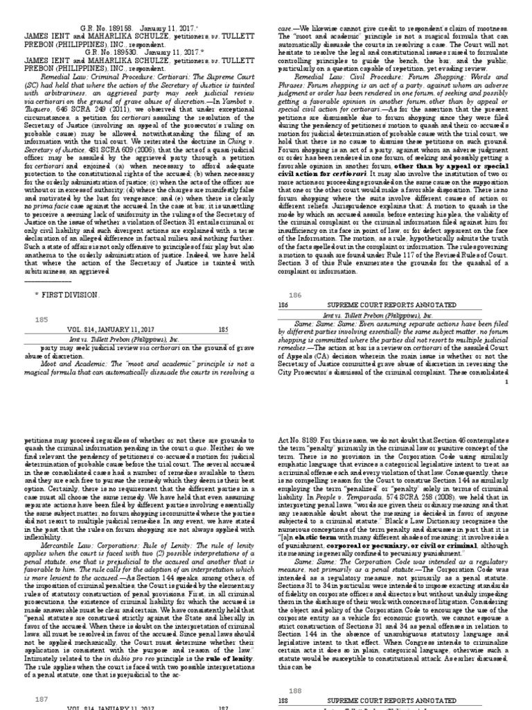1 - Ient v. Tullett Prebon | PDF | Certiorari | Statutory Interpretation
