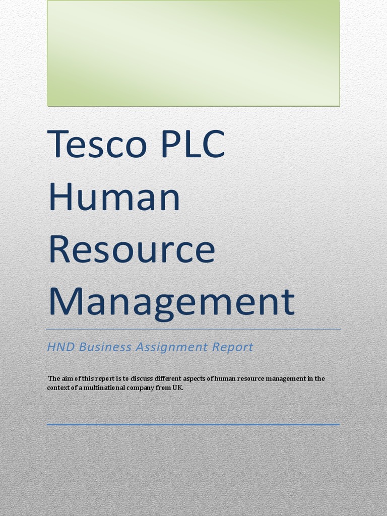 Tesco PLC Human Resource Management HND | PDF | Human Resource ...