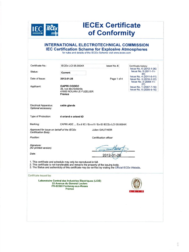 IECEx LCI 05.0004X-ADE | PDF | Safety