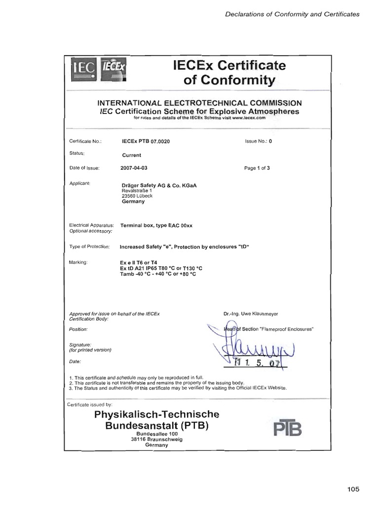 IECEx PTB 07.0020 | PDF