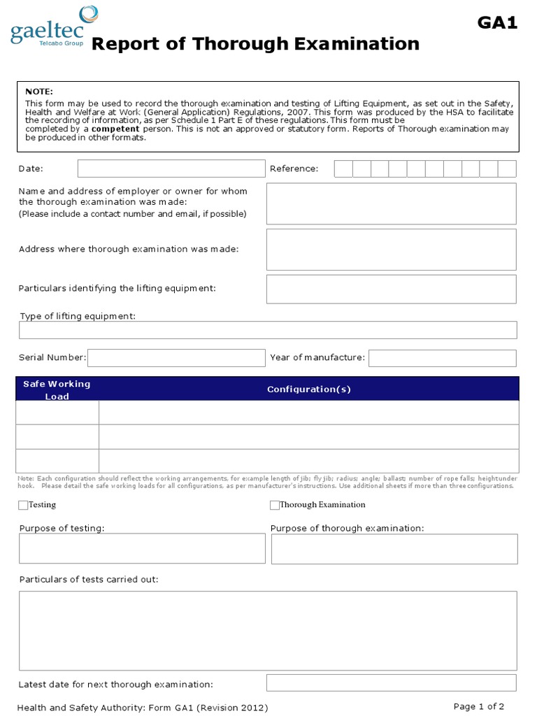 GA1 Template For Plant and Machinery | PDF | Occupational Safety And ...