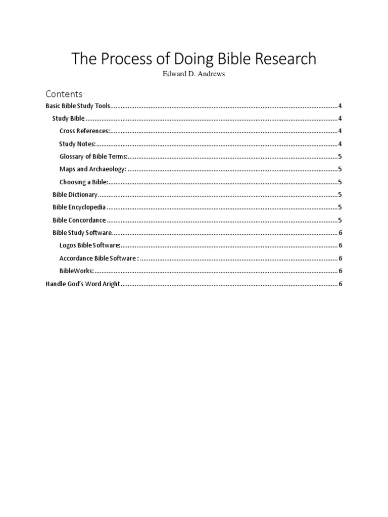 The Process of Doing Bible Research-English | PDF | Bible | Chapters ...