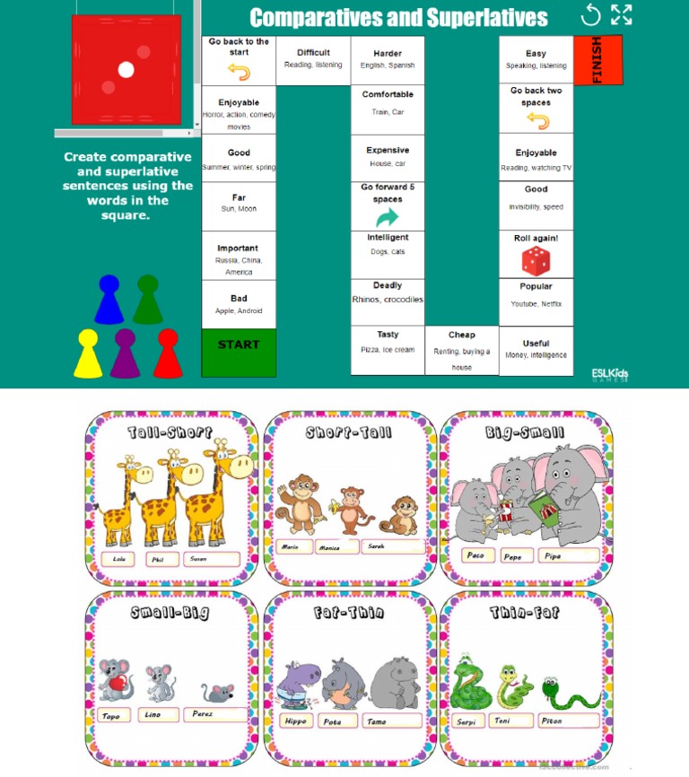 Board Game With Comparatives and Superlatives | PDF