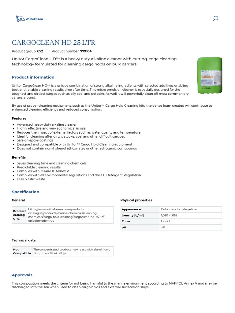 Cargoclean HD 25 LTR | PDF | Water | Cargo