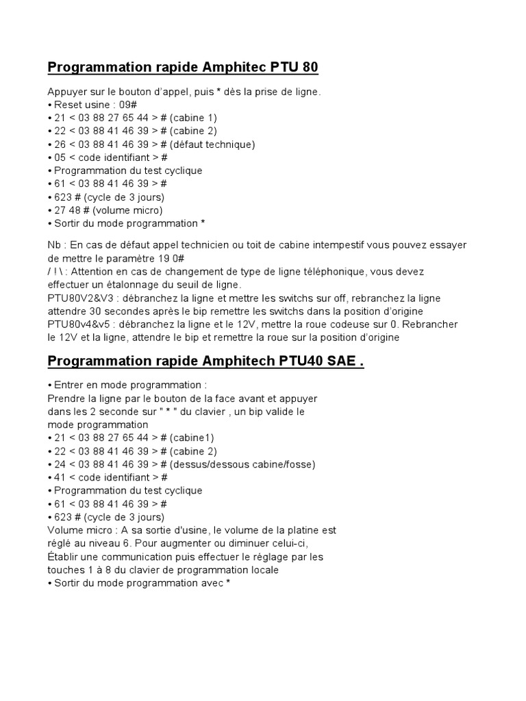 Amphitech Ptu 80 Et 40 | PDF | Technologie et ingénierie