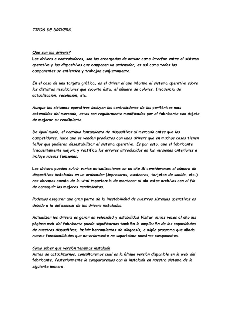Tipos de Drivers | PDF | Distribución de Linux | Windows 2000