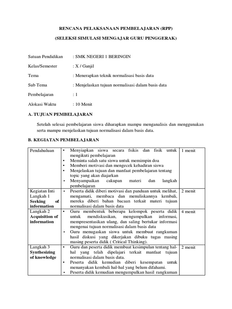3.3 Menerapkan Teknik Normalisasi Basis Data | PDF