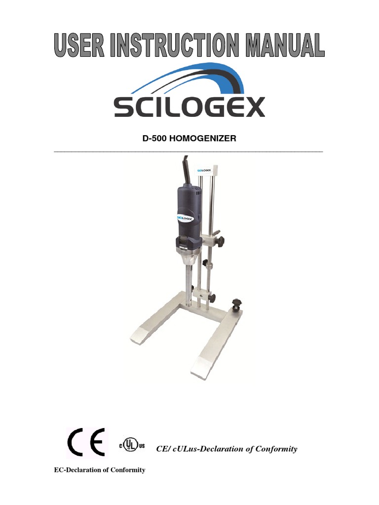 D-500 Homogenizer Manual | Download Free PDF | Sterilization (Microbiology) | Implied Warranty