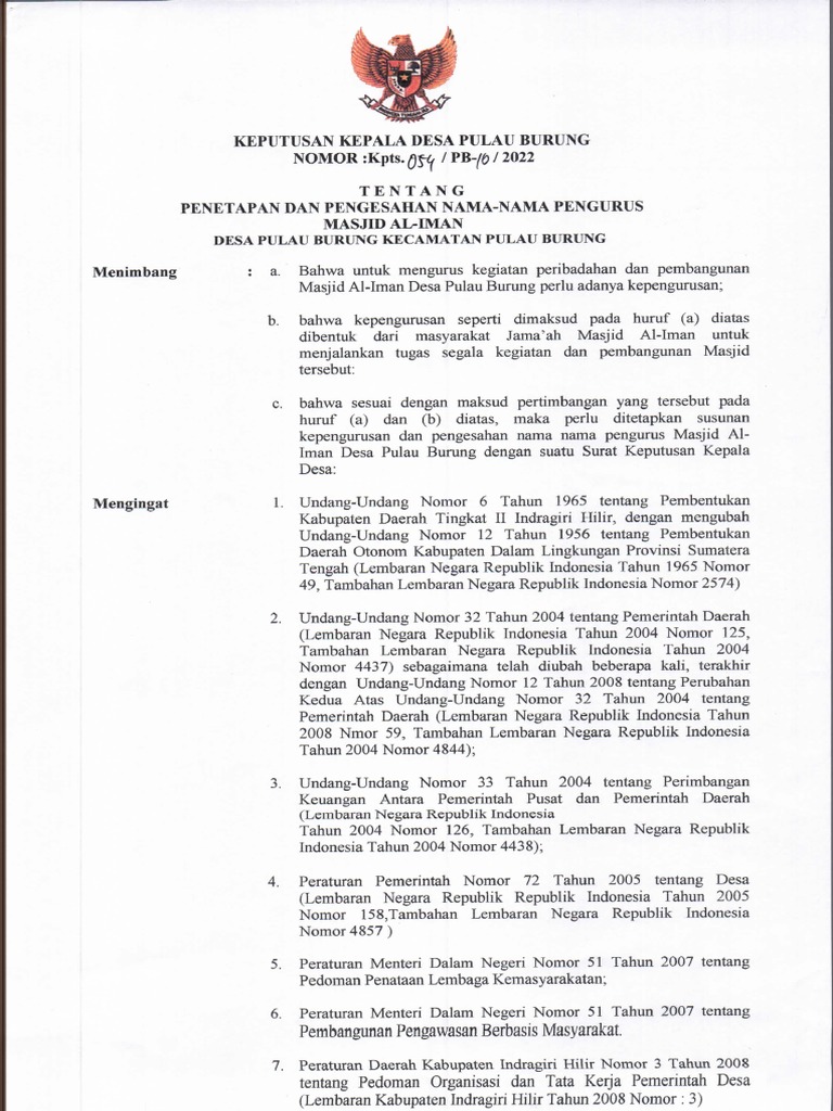 SK Kepengurusan Masjid | PDF