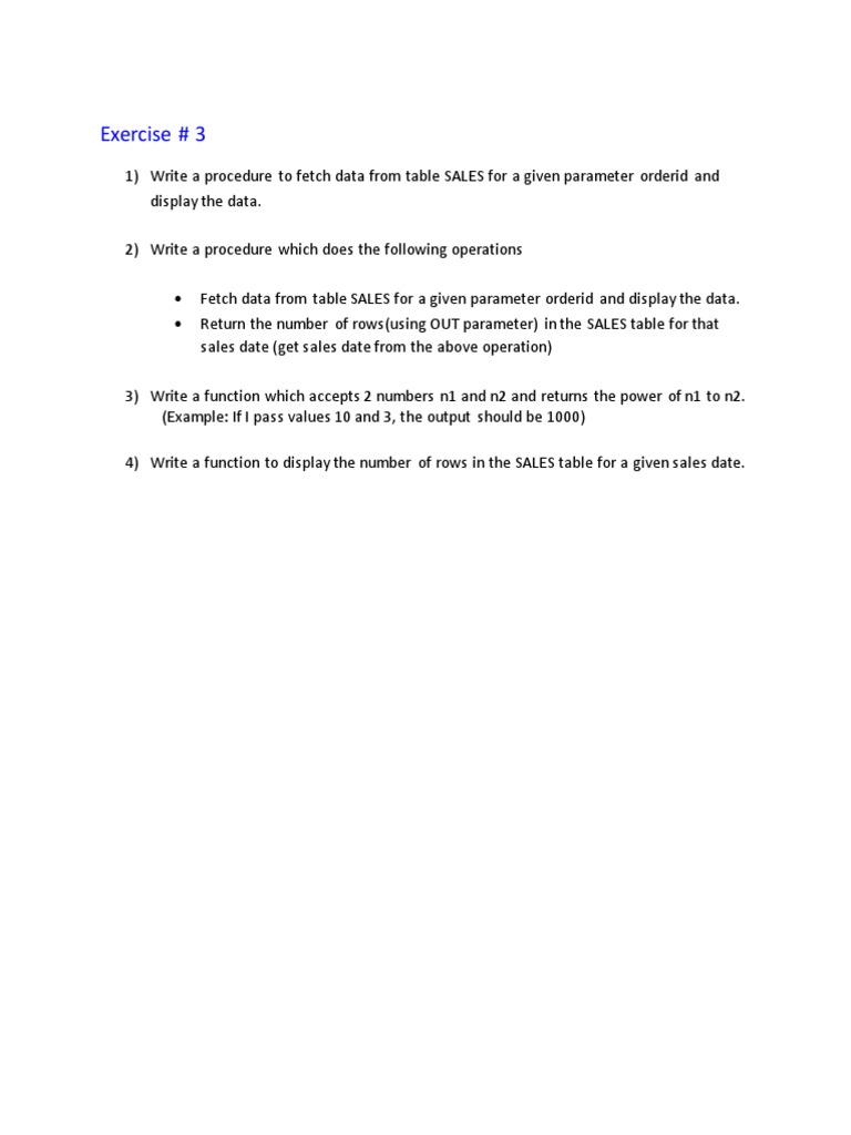 Plsql Exercise 3 Pdf Parameter Computer Programming Computer Programming 