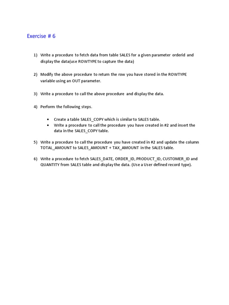 PLSQL Exercise 6 | Download Free PDF | Software Development | Computer ... PLSQL Exercise 6 | Download Free PDF | Software Development | Computer ...