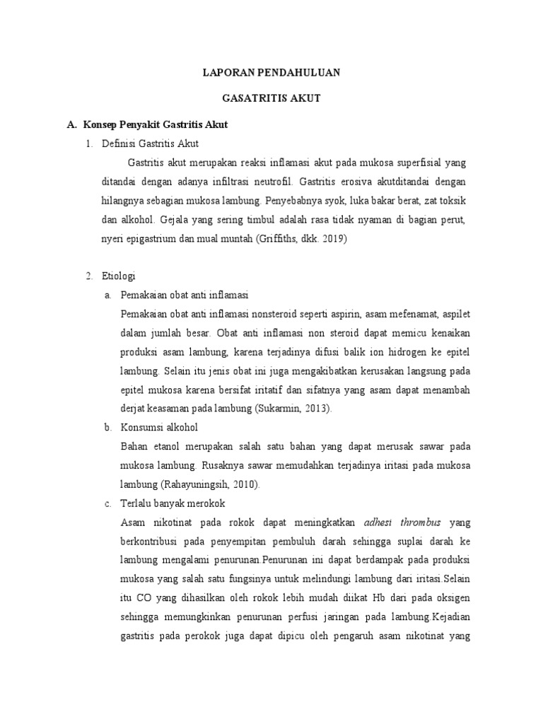 LAPORAN PENDAHULUAN Gastritis Akut | PDF | Kesehatan Holistik
