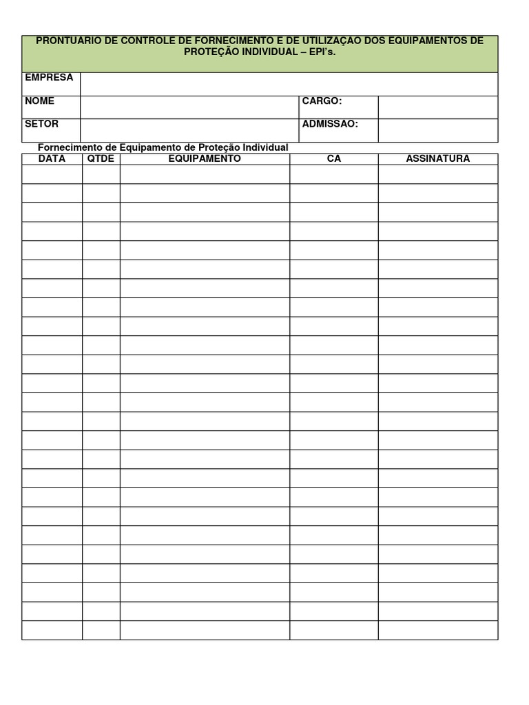 Ficha de EPI S NOVO | PDF | Tecnologia e Engenharia | Negócios