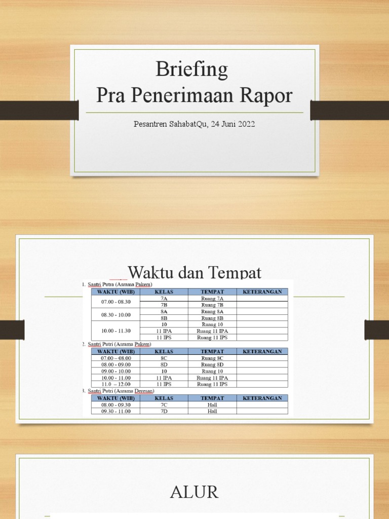 Briefing Pra Penerimaan Rapor | PDF