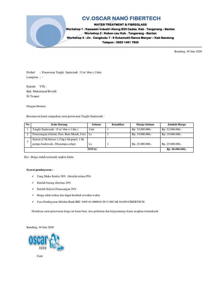 Penawaran Septictank BPK M Rivaldi-Dikonversi | PDF