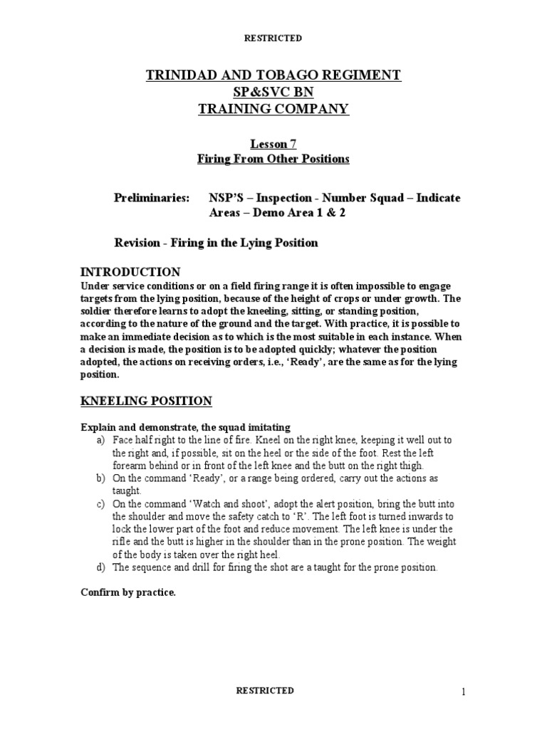 Firing Positions Training Guide | PDF