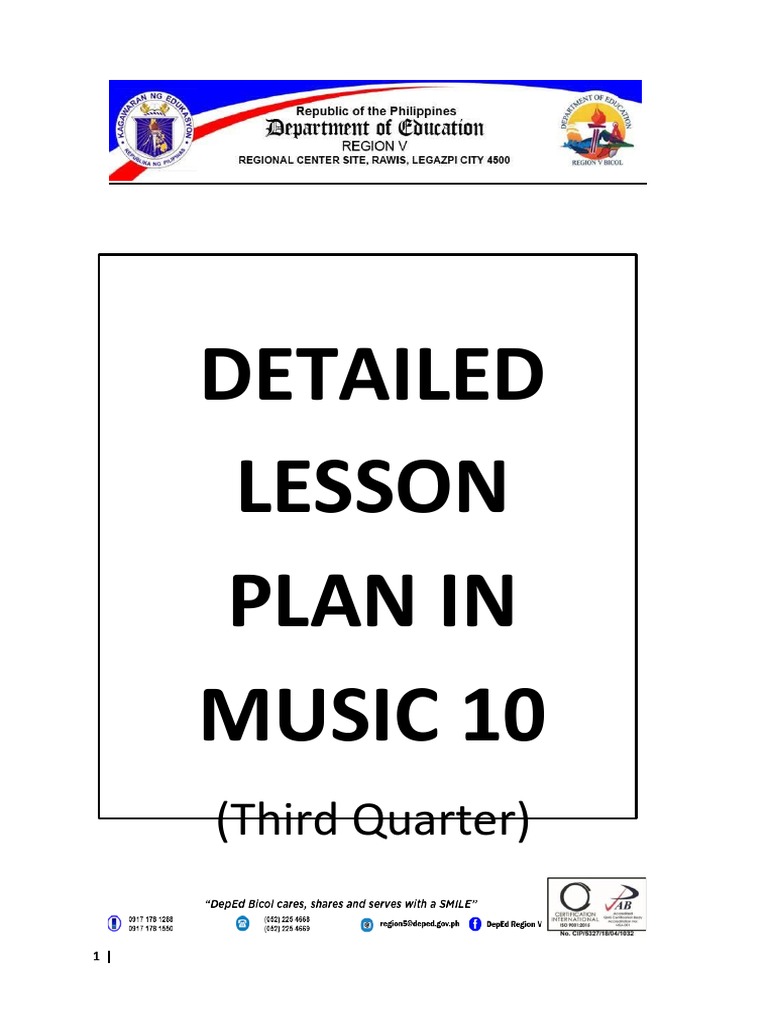 Grade 10 MAPEH Music Lesson Plan | PDF | Learning | Composers