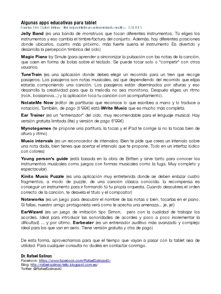 Aplicaciones educativas para música | PDF | Partituras | Canciones
