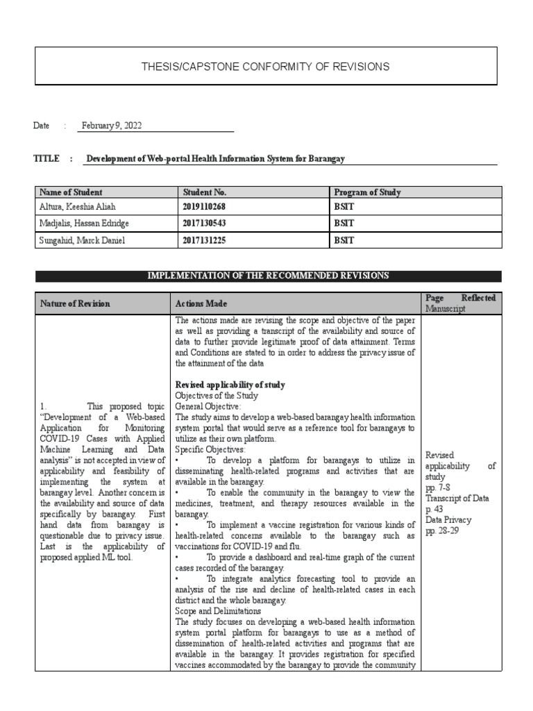 Conformity Of Revisions V1 Mor Ams Docx 1 Pdf Websites Linear Regression