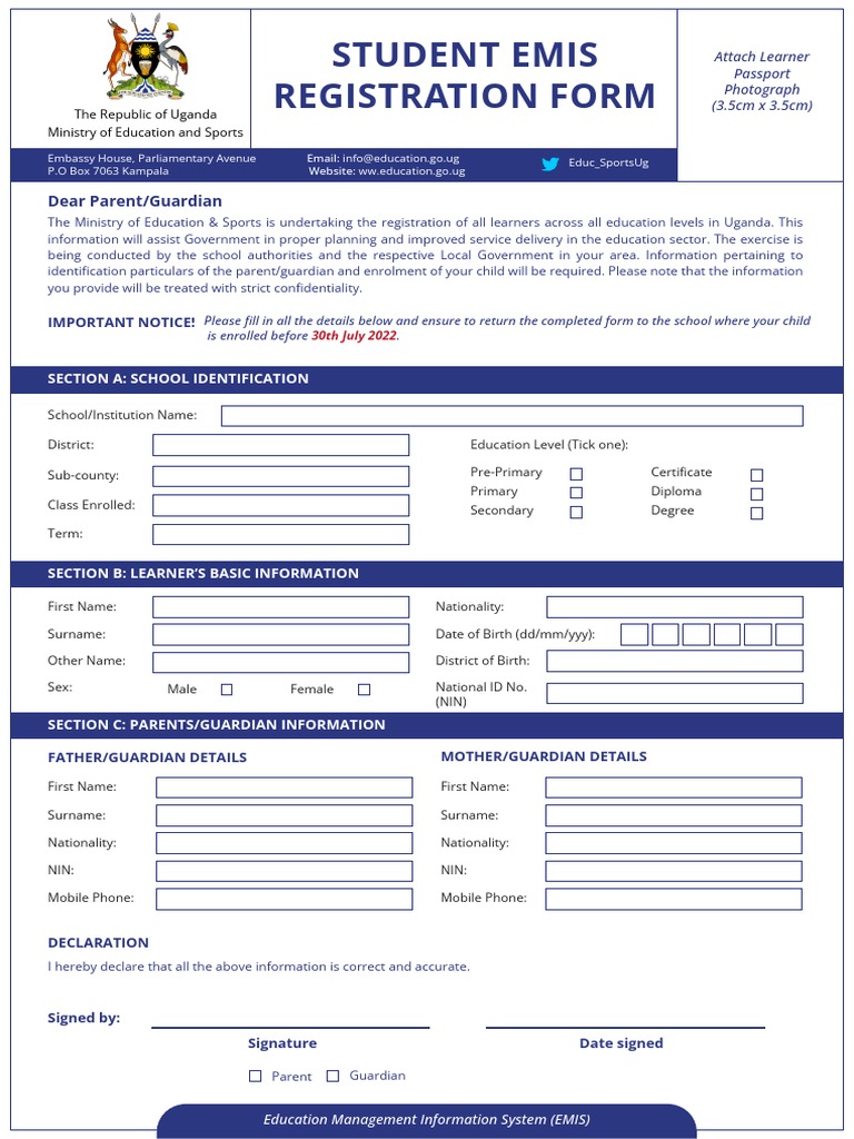 Learner EMIS Registration Form | PDF