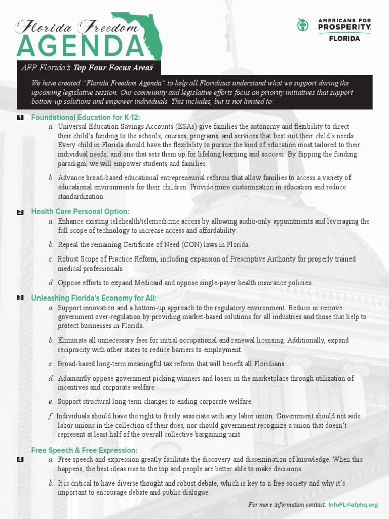 Afp Fl Florida Freedom Agenda Pdf Americans For Prosperity