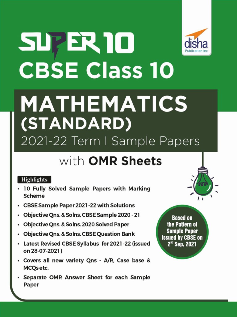 Disha Super 10 Sample Papers - Mathematics Standard Class 10 CBSE 2021 ...