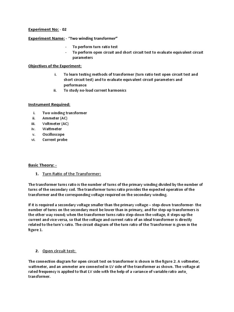Experiment No 2 | PDF | Transformer | Electric Power