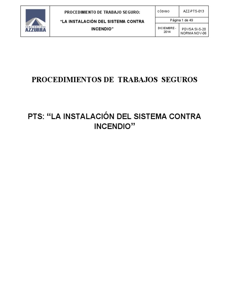 Instalación segura del sistema contra incendios: Procedimiento para ...